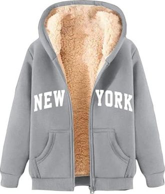 Generic Vestes &agrave; capuche et sweatshirts &agrave; capuche &agrave; manches longues avec cordon de serrage pour femmes, v&ecirc;tements dautomne et dhiver surdimensionn&eacute;s 2026, gri