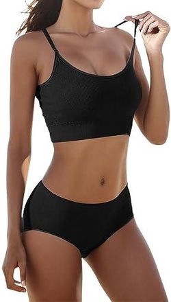 Generic Ensemble sous Vetement Femme Ensemble Lingerie Confortable Classique Soutien-Gorge Push-Up Uni + String - Dentelle Fine, Look Minimaliste Et S&eacute;duisant