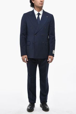 Corneliani CC COLLECTION Doppelreiheranzug aus Stretchwolle mit spitzem Revers Corneliani