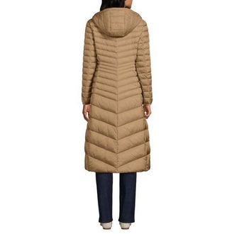 Lands End Ultraleichter Maxi-Daunenmantel mit Kapuze WANDERWEIGHT, Damen, Gr&ouml;&szlig;e:44-46 regular, Beige, Nylon/Daunen, by Lands End