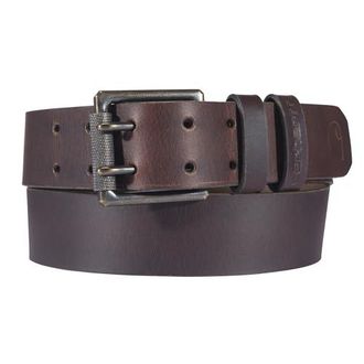 Carhartt Work in Progress Ceinture Logo Belt pour homme, Craftsman Leather Double Prong (Brown), 32
