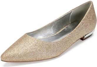 Generic Chaussures De Mariage Femme &Eacute;l&eacute;gant Bout Pointu Chaussures De Mari&eacute;e Ballerines &Eacute;t&eacute; Plates pour Mariages Et F&ecirc;tes Dress1.8Cm,Champagne,40 EU