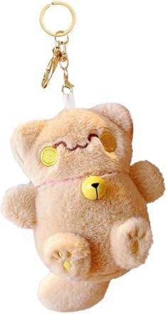 Generico Porte-clés en peluche en forme de chat, porte-clés en peluche pour voiture, sac à main, Marron, Consulte la descripción