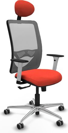 Piqueras y Crespo Stuhl mit Lendenwirbel- und Nackenst&uuml;tze Zulema mit wei&szlig;en und schwarzen Armlehnen und festem Kopfteil, ausgestattet mit Sincro 3 Positionen und Schne