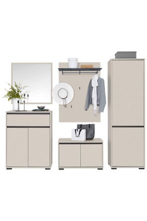 Xora Garderobe, Anthrazit, Kaschmir, Holzwerkstoff, 220x195x38 cm, Garderobe, Garderoben-Sets & Serien, Garderoben-Sets