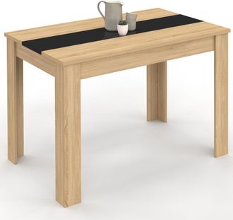 IDMarket Rechteckiger Esstisch ROZY f&uuml;r 6 Personen in Buchenholzoptik und Schwarz 110 cm