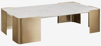 Sklum Rechteckiger Couchtisch 110x70 cm aus Marmor und Edelstahl Bemerit Wei&szlig;er Marmor Banswara