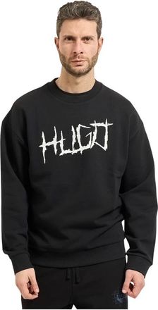 HUGO BOSS Homme, Sweatshirts et sweats &agrave; capuche, Noir, Taille: XL SweaT-shirt en molleton de coton avec &eacute;tiquette logo
