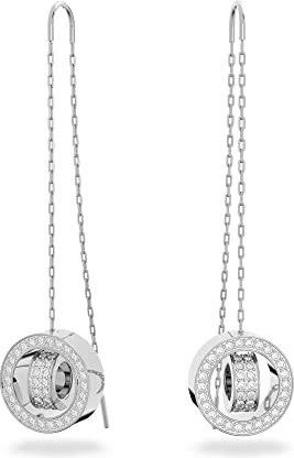 Swarovski Boucles doreilles Hollow, pendants doreilles longs en métal rhodié, blanc