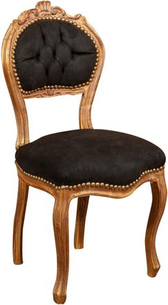 Biscottini International Gepolsterter Wohnzimmerstuhl L45XPR42XH90 cm Schwarz und Antik-Gold - Esszimmerst&uuml;hle - Vintage-St&uuml;hle - Sessel Schlafzimmer - Gepolsterter Sessel aus