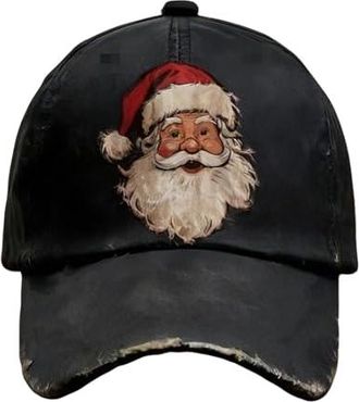Generico Chapeau De Baseball De No&euml;l,Bonnet Imprim&eacute; R&eacute;tro P&egrave;re No&euml;l | Chapeau Avec Bord Vintage Avec Sangle &Eacute;lastique R&eacute;glable | Pour Golf Hiver Course Plage S