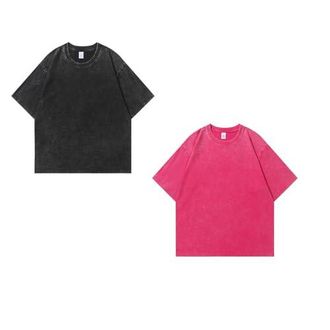 Generic Lot de 3 t-shirts surdimensionn&eacute;s d&eacute;contract&eacute;s d&eacute;lav&eacute;s vintage pour femme, 2 pi&egrave;ces - A, 3XL