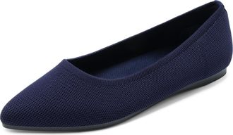 Dream Pairs Damen-Schuhe, lässig, spitzer Zehenbereich, Ballett-Komfort, weiche Slip-on-Flachschuhe,Size 38.5,Marine,DWUMFA2525