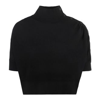 Pinko Pinko, Femme, Pulls, Noir, Taille: 42 FR Pull &agrave; Manches Courtes C&ocirc;tel&eacute;