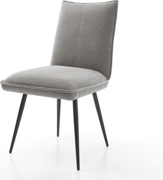 DELIFE Esszimmerstuhl Lelio-Flex Strukturstoff Soft Grau 4-Fu&szlig; konisch Schwarz Taschenfederkern, Esszimmerst&uuml;hle