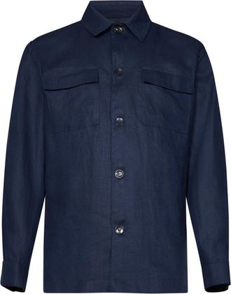 Michael Coal Homme, Vestes, Bleu, Taille: S Veste de Terrain Bleue en Toile de Lin