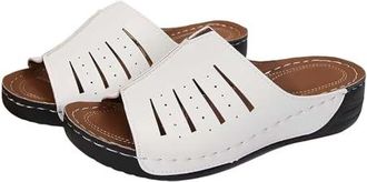 Generic Mules &agrave; plateforme pour femme - D&eacute;contract&eacute;es - Slope Bottom - Pantoufles romaines - Mode d&eacute;t&eacute; - Sandales creuses - Argent&eacute;es, Blanc., 36 EU