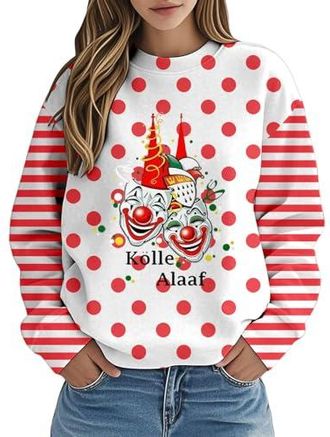 Generico Chemisier &agrave; popcorn de ma&iuml;s &agrave; rayures rouges et blanches pour femme T-shirt &agrave; manches longues &agrave; rayures rouges et blanches basique &agrave; rayures amples, E