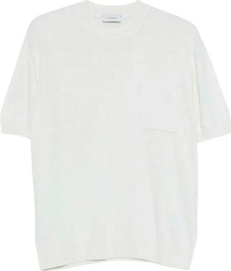Paolo Pecora Homme, Pulls, Blanc, Taille: 2XL T-shirt en soie pure avec poche