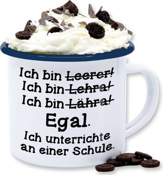 Shirtracer Emaille Tasse Blechtasse - Ich bin Lehrer - 300 ml - Wei&szlig; Blau - teacher schule tassen lehrern lehrergeschenke email lehrergeschenk l&auml;hrer klassenlehr