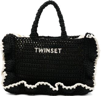 Twinset Femme, Sacs, Noir, Taille: ONE Size Sac &agrave; main &agrave; volant sur le dessus