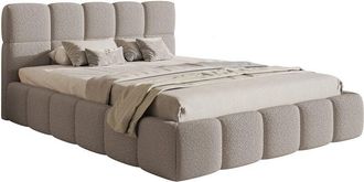Selsey Selsey CLOUDY - Bett mit Polsterrahmen, Boucle-Bezug in Hellgrau, 140 cm