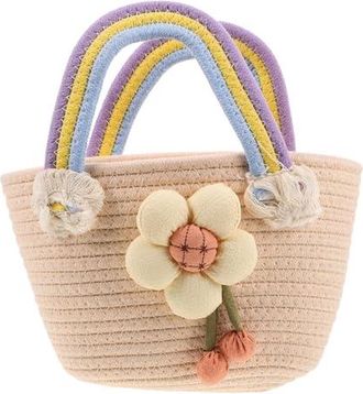 Hemobllo Sac Main Cabas Coloré Coton Tressé pour Femme Grand Fourre-tout été Multifonction pour Plage et Voyage Design Frais et Spacieux