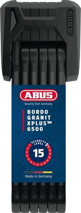 ABUS Faltschloss Bordo Granit XPlus 6500 SH mit Halterung - Fahrradschloss aus gehärtetem Stahl - ABUS-Sicherheitslevel 15 - 85 cm - Schwarz