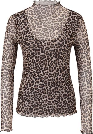 Zero Damen Leoshirt mit Stehkragen 34, BeigeBlack