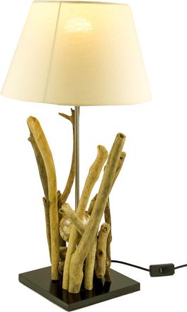 Guru Shop Tischleuchte / Tischlampe, in Bali handgemachtes Unikat aus Naturmaterial, Treibholz, Baumwolle - Modell Bromea / Tischlampen aus Naturmaterialien