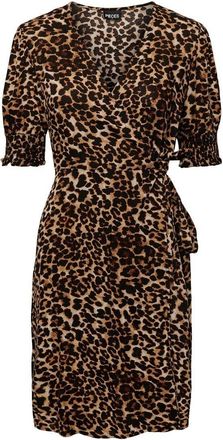 Pieces Damen Pctala 2/4 Wrap Dress Noos Bc, Indian Tan/AOP:Leo, L