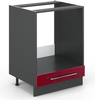 Vicco Herdumbauschrank Fame-Line, Bordeaux Hochglanz/Anthrazit, 60 cm ohne Arbeitsplatte