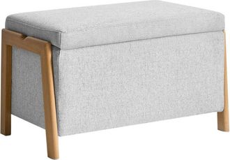 Beliani Banc Moderne Glam en Tissu avec Rangement Meuble Salon Chambre Gris Clair Edland