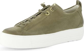 Paul Green Low-Top Sneaker Damen - Eva-Sohle, Elastische Schn&uuml;rsenkel, Softes Leder Komfort - B&uuml;ro & Freizeit Damenschuhe - Gr&uuml;n 35x