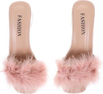 Supvox Pantoufles d&Eacute;t&eacute; pour Femme en PU et Caoutchouc Sandales &agrave; Talons &Eacute;pais Bas Bout Ouvert Style &Eacute;pais Couleur Rose Pointure 37 Sandales de Plage Conforta