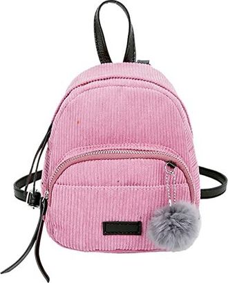 Generic Sac décole de voyage en velours côtelé pour fille Motif boule de poils, sac à bandoulière, rose, Taille unique