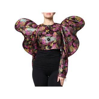 Dolce & Gabbana Floral Puff Sleeve Crop Jacket - - Jackets - Damen - Mehrfarbig - S