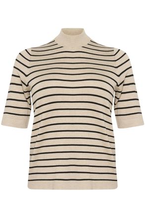 Kaffe Curve Strickpullover KClizzy L, Feather Gray/Black Stripe L