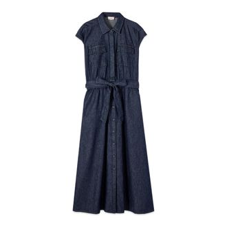 Oltre Denim-Hemdblusenkleid mit Stickerei - - Dresses - Damen - Blau - M