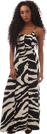 Only Nova Gigi Maxikleid f&uuml;r Damen, Polyester, Spaghetti-Tr&auml;ger (Schwarz/Wei&szlig;)
