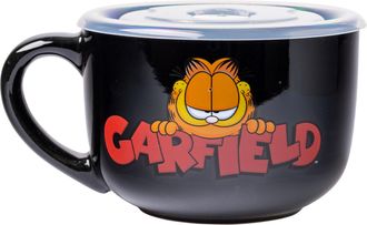 Silver Buffalo Garfield Suppentasse aus Keramik mit bel&uuml;ftetem Kunststoffdeckel, 680 ml, 1 St&uuml;ck