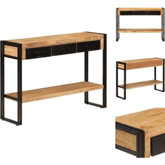 vidaXL Konsolentisch 110x30x76 cm Massivholz Mango - Industrieller Stil - Konsolentisch - Wohnzimmerm&ouml;bel - Flurtisch - Holzm&ouml;bel