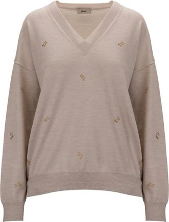 Herno Femme, Pulls, Beige, Taille: 42 FR Maille col en V