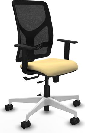 Piqueras y Crespo Stuhl mit Lendenwirbelst&uuml;tze, mit 1D-Armlehnen, ausgestattet mit Syncro/Traslack und Schneideschaum, mit Rollen 65 mm, Nylon, Schwarz/Cremefarben