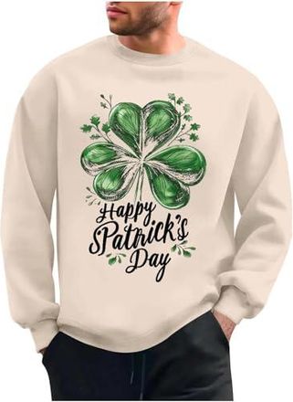 Generic Sweat-shirt de la Saint-Patrick pour homme - Pull irlandais vert - Imprim&eacute; tr&egrave;fle - Vintage - Chemisier porte-bonheur d&eacute;contract&eacute; &agrave; manches longues po