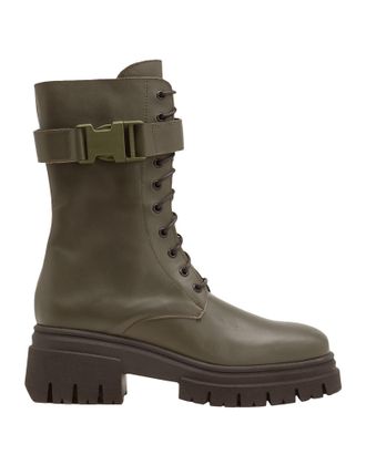 8 by YOOX LEATHER BUCKLE COMBAT BOOTS