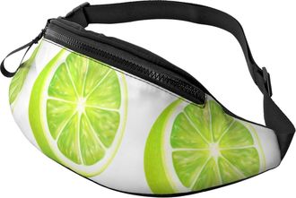 Generic Handytasche Tasche Mode Schultertaschen Gr&uuml;nes Le-Mon-Muster Verstellbarer Taillentasche F&uuml;r Herren Camping Wandern 14X35Cm