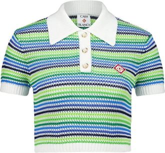 Casablanca Femme, Tops, Multicolore, Taille: 40 FR Polo Ray&eacute; en Crochet