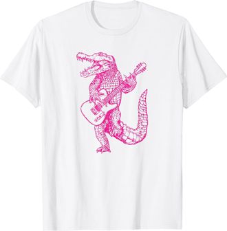 Seembo Alligator spielt Gitarre Krokodil Gitarristen Rockmusiker T-Shirt