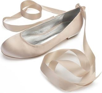 Generic Chaussures De Mariage De Mari&eacute;e Ballet Flat Femmes Satin&eacute;e Rond Plates &Eacute;t&eacute; Dress F&ecirc;te Plates 2Cm,Champagne,41 EU